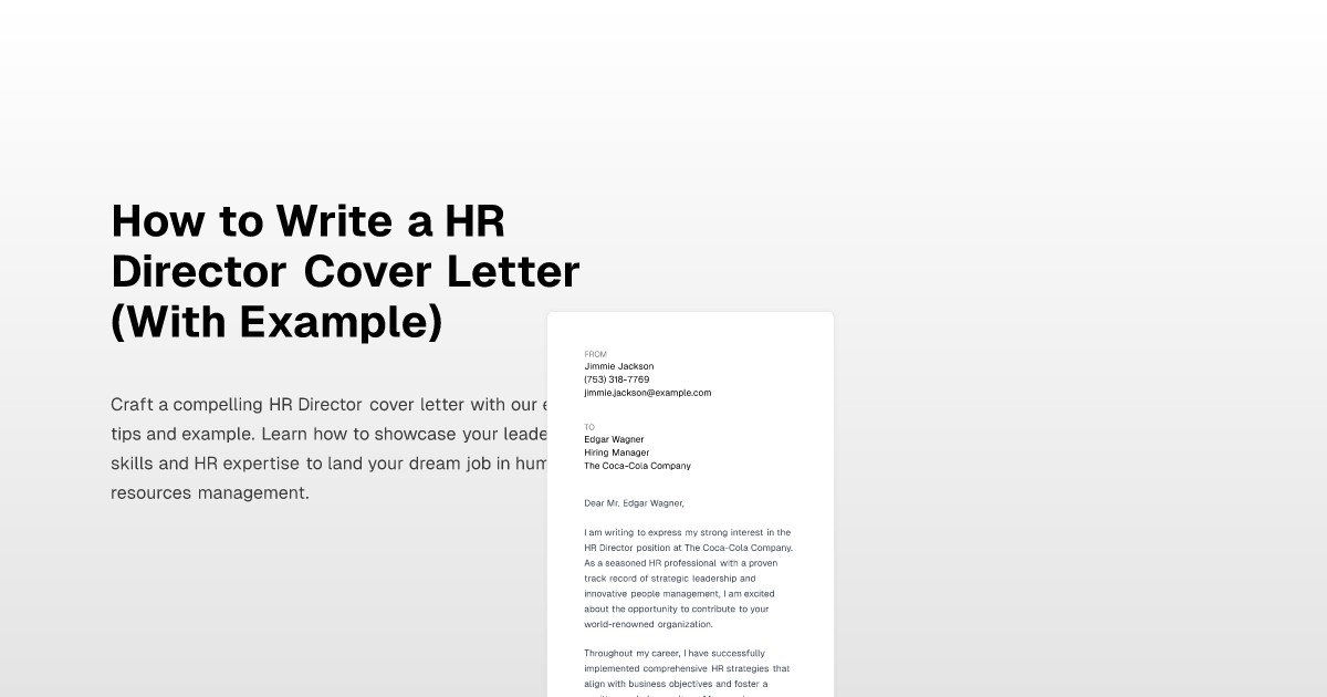 How to Write a HR Director Cover Letter (With Example)