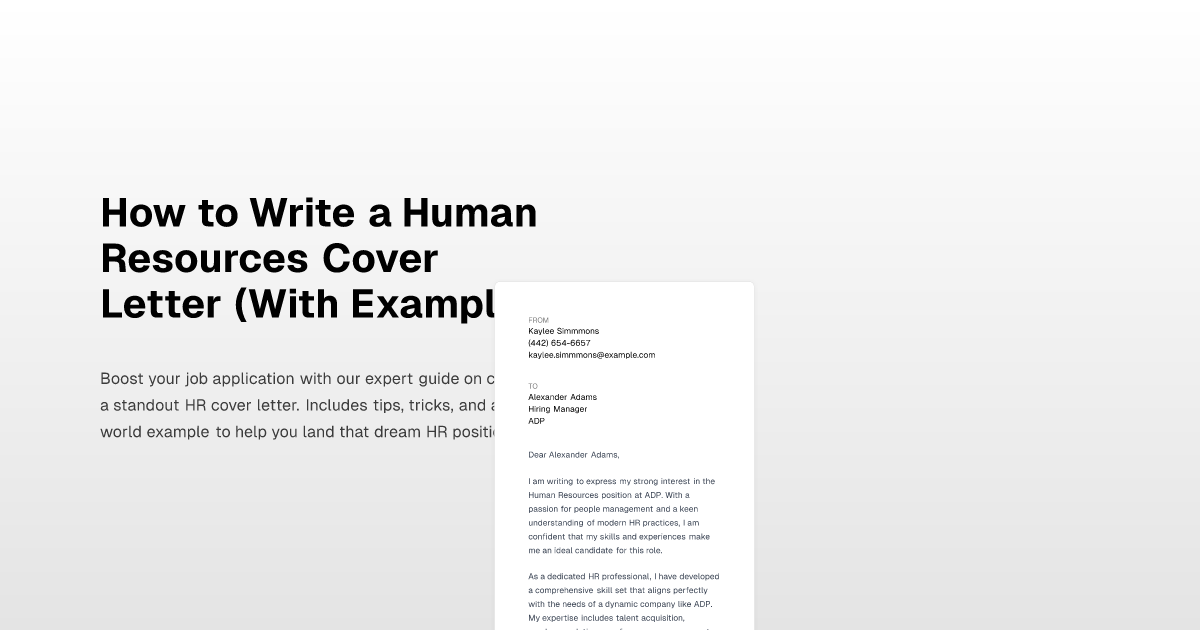How to Write a Human Resources Cover Letter (With Example)