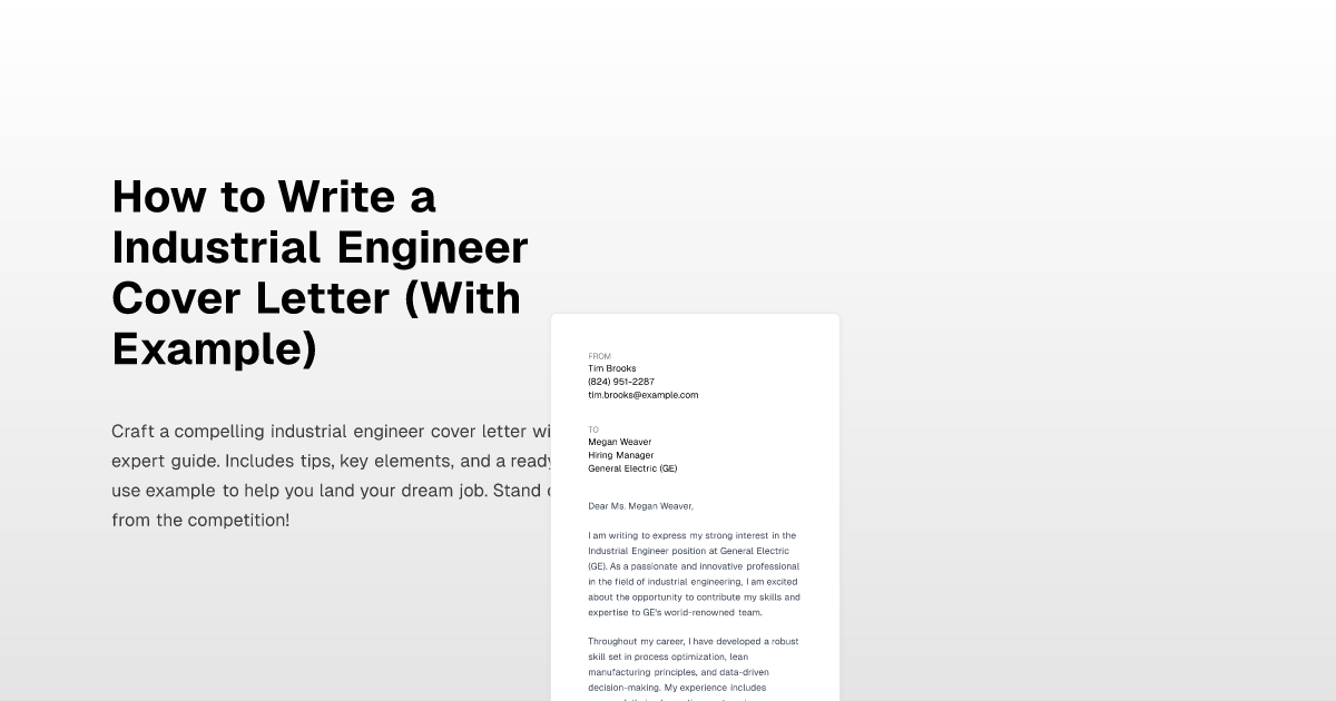 How to Write a Industrial Engineer Cover Letter (With Example)