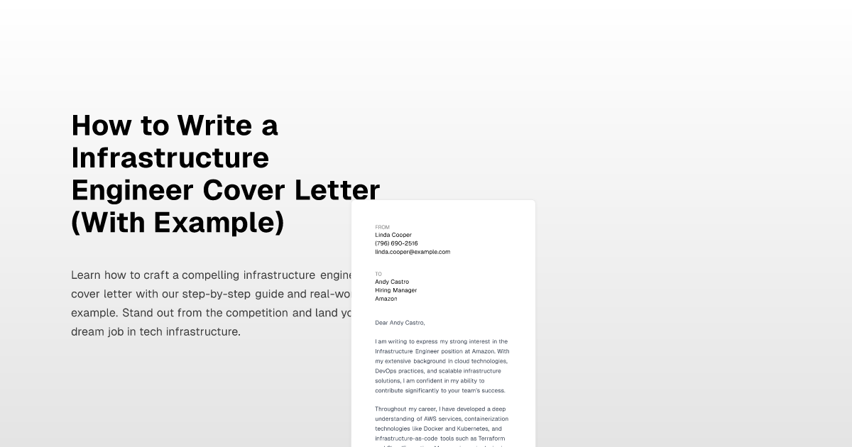 How to Write a Infrastructure Engineer Cover Letter (With Example)