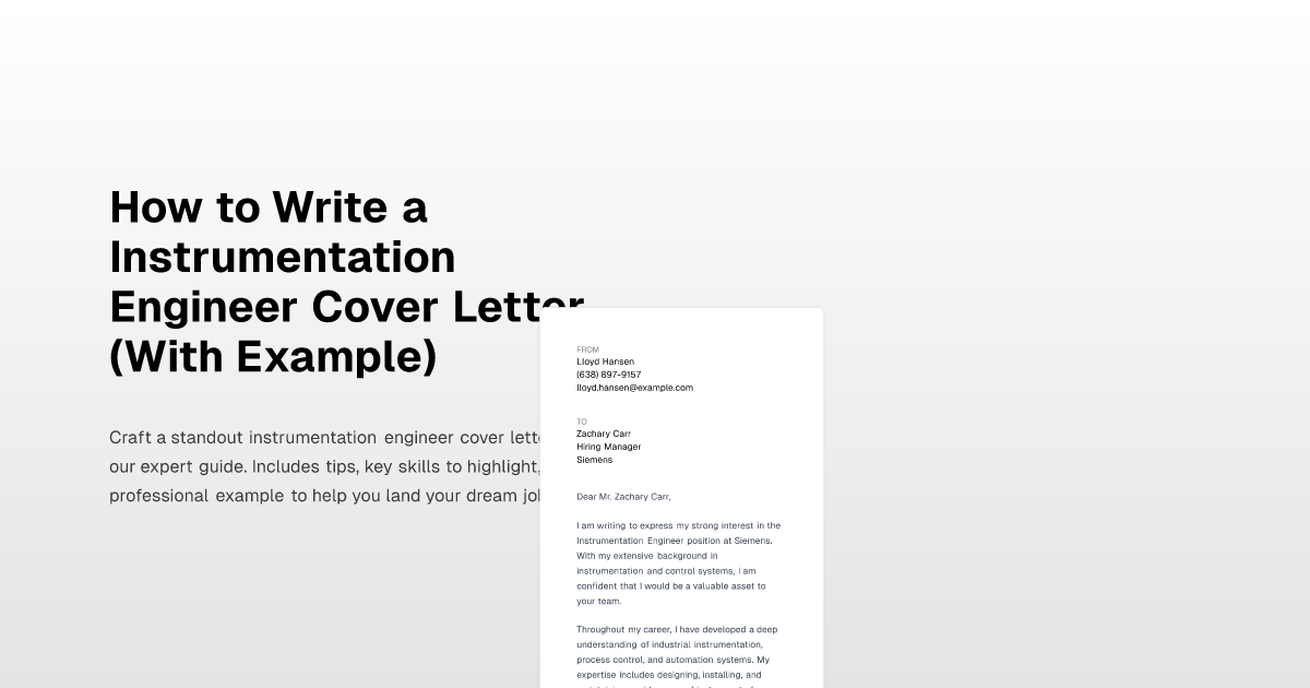 How to Write a Instrumentation Engineer Cover Letter (With Example)
