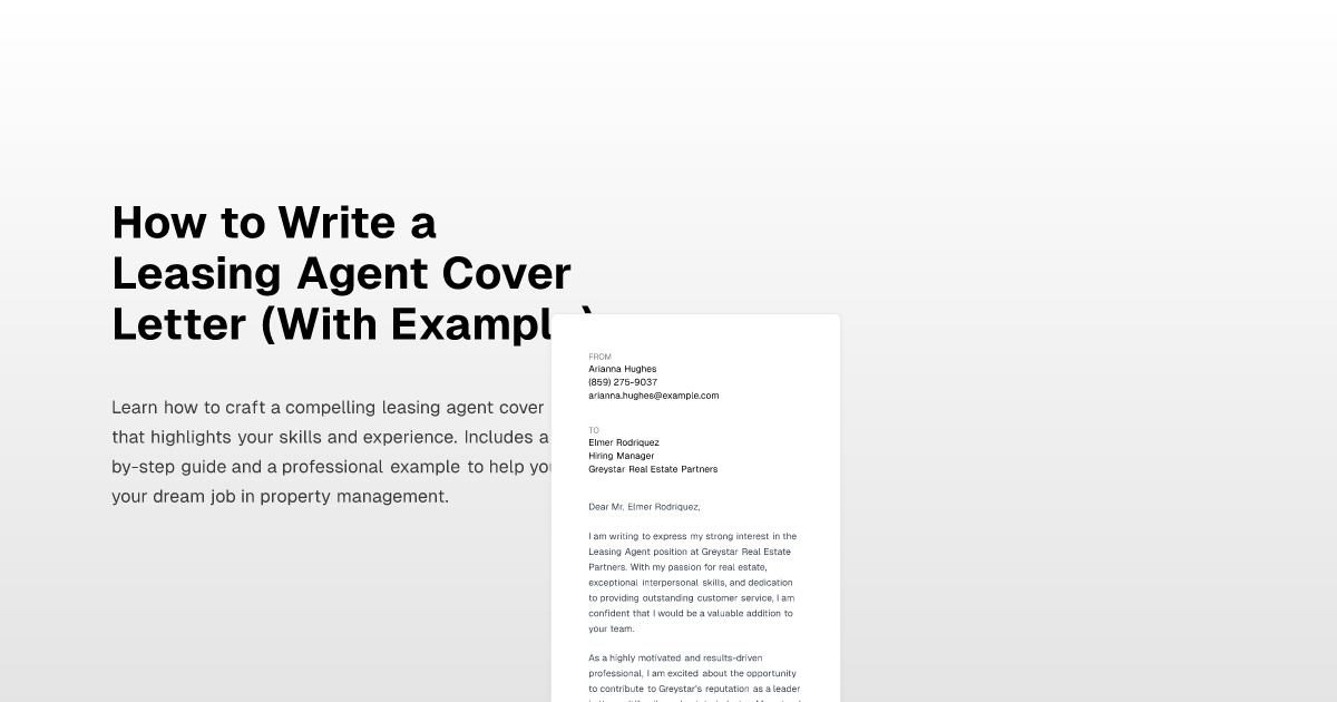 How to Write a Leasing Agent Cover Letter (With Example)