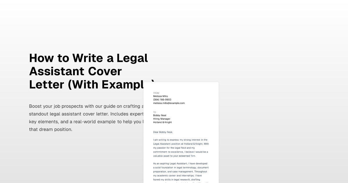 How to Write a Legal Assistant Cover Letter (With Example)