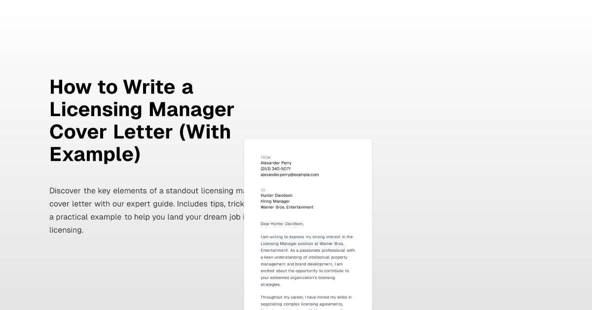 How to Write a Licensing Manager Cover Letter (With Example)