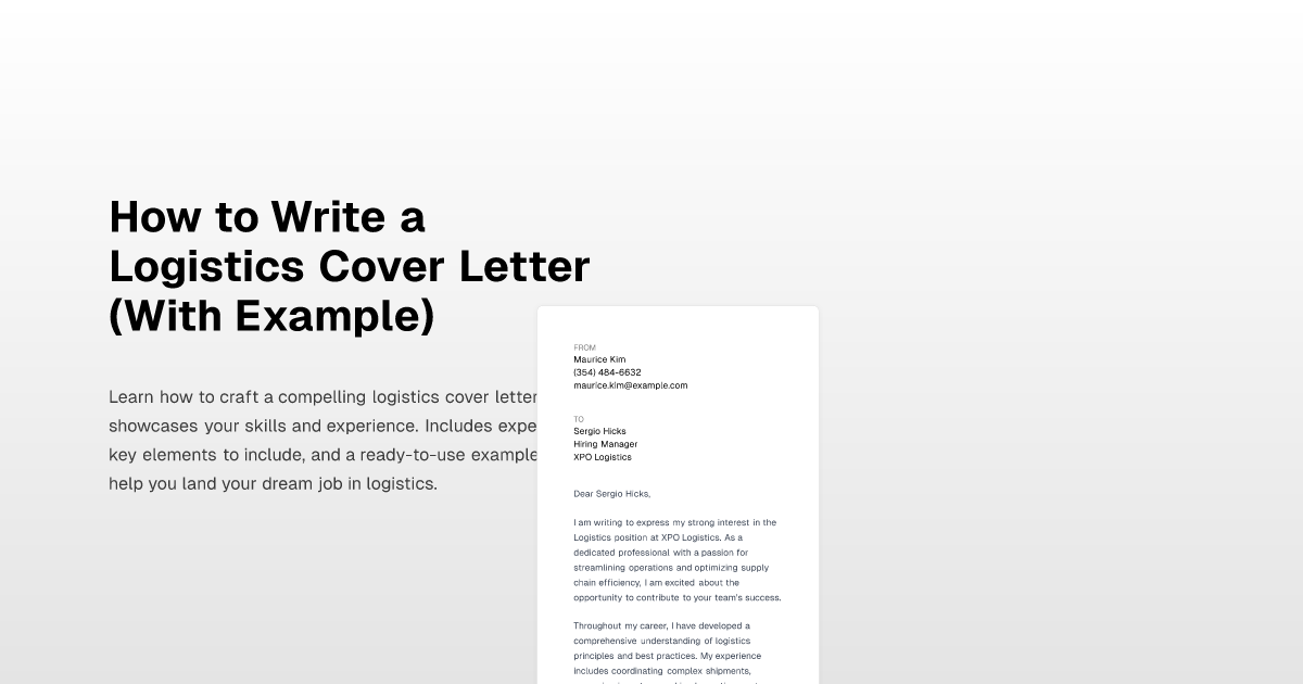 How to Write a Logistics Cover Letter (With Example)