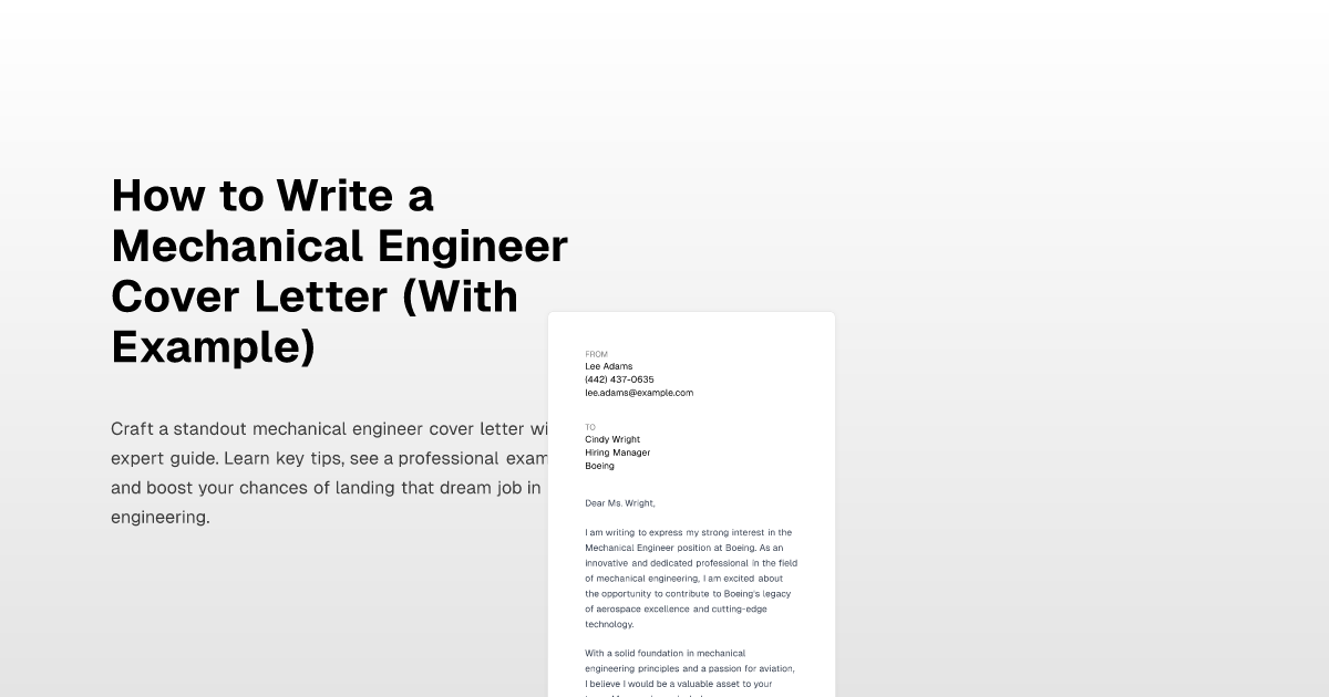 How to Write a Mechanical Engineer Cover Letter (With Example)