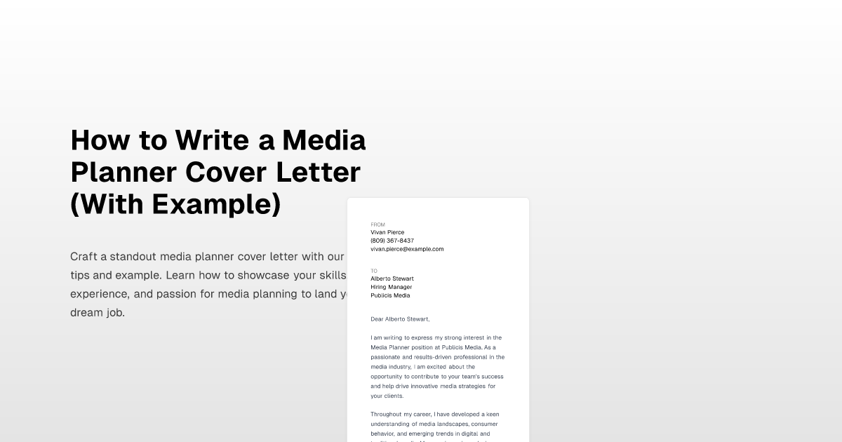 How to Write a Media Planner Cover Letter (With Example)