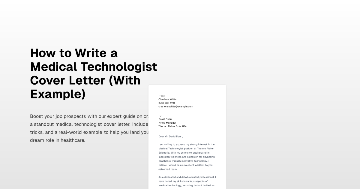 How to Write a Medical Technologist Cover Letter (With Example)