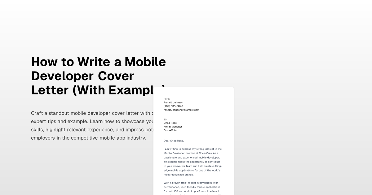 How to Write a Mobile Developer Cover Letter (With Example)