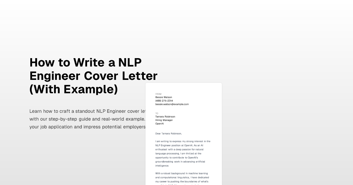 How To Write A Nlp Engineer Cover Letter With Example