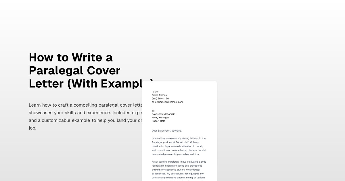 How to Write a Paralegal Cover Letter (With Example)
