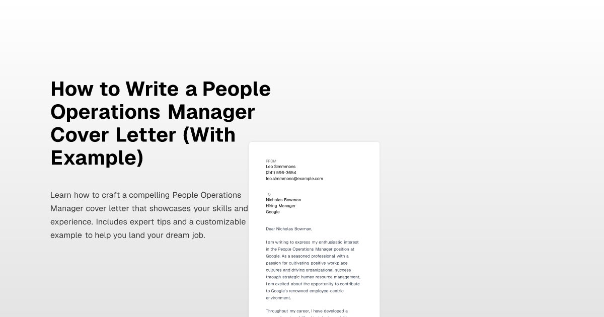 How to Write a People Operations Manager Cover Letter (With Example)