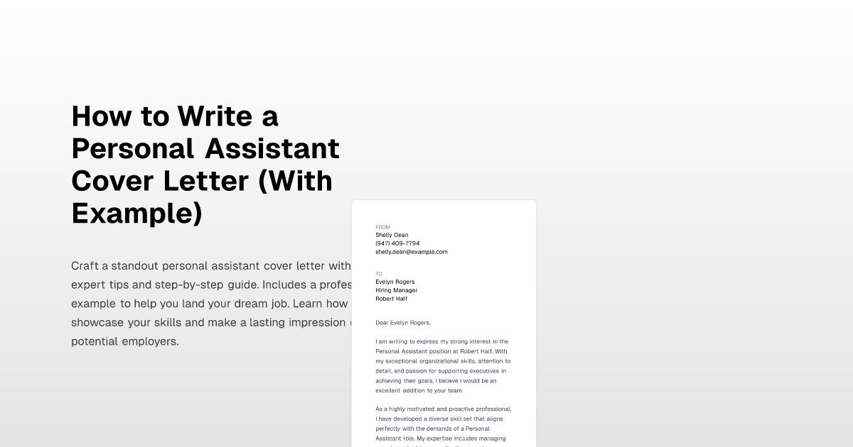 How to Write a Personal Assistant Cover Letter (With Example)