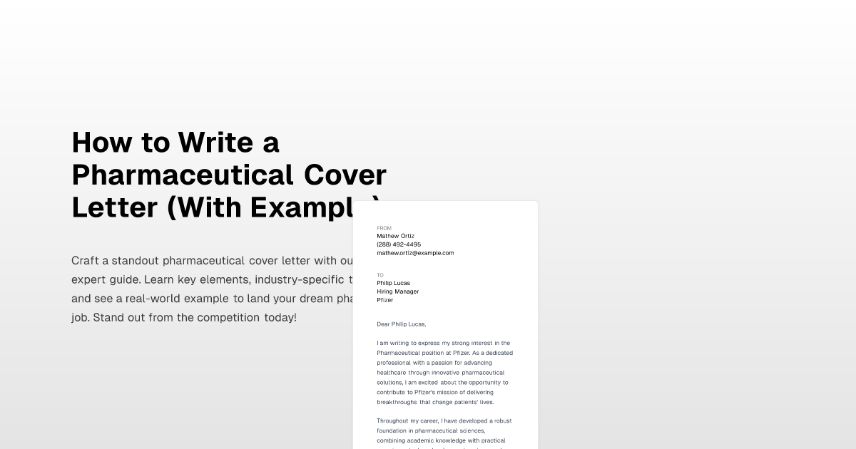 How to Write a Pharmaceutical Cover Letter (With Example)