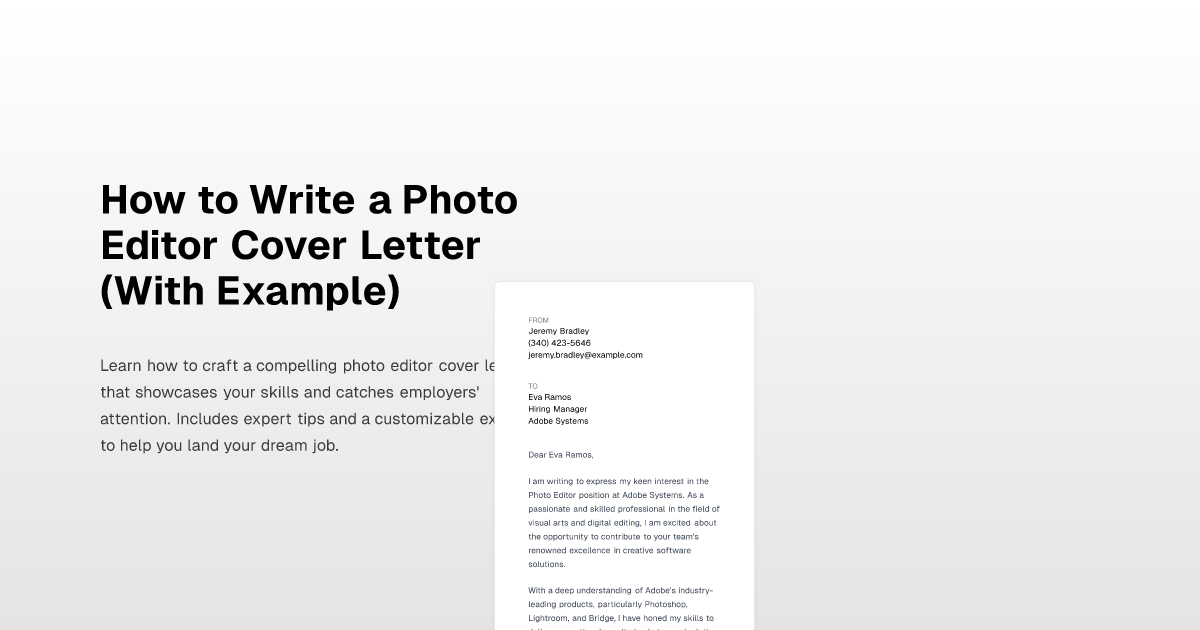 How to Write a Photo Editor Cover Letter (With Example)