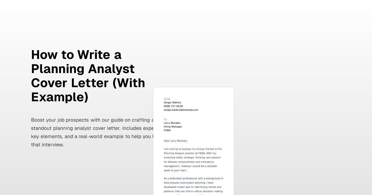 How to Write a Planning Analyst Cover Letter (With Example)