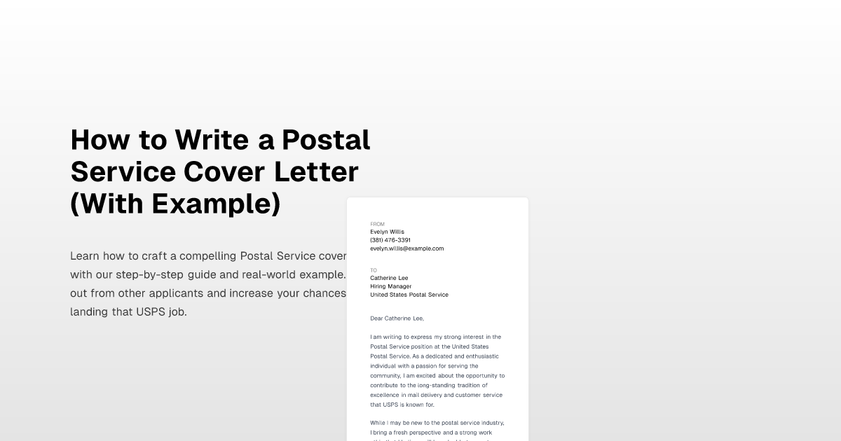 How to Write a Postal Service Cover Letter (With Example)