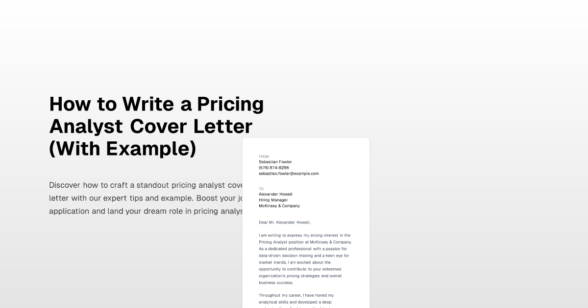 How to Write a Pricing Analyst Cover Letter (With Example)