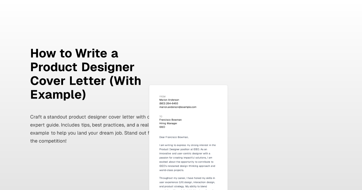 How to Write a Product Designer Cover Letter (With Example)