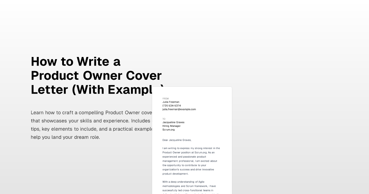 How to Write a Product Owner Cover Letter (With Example)