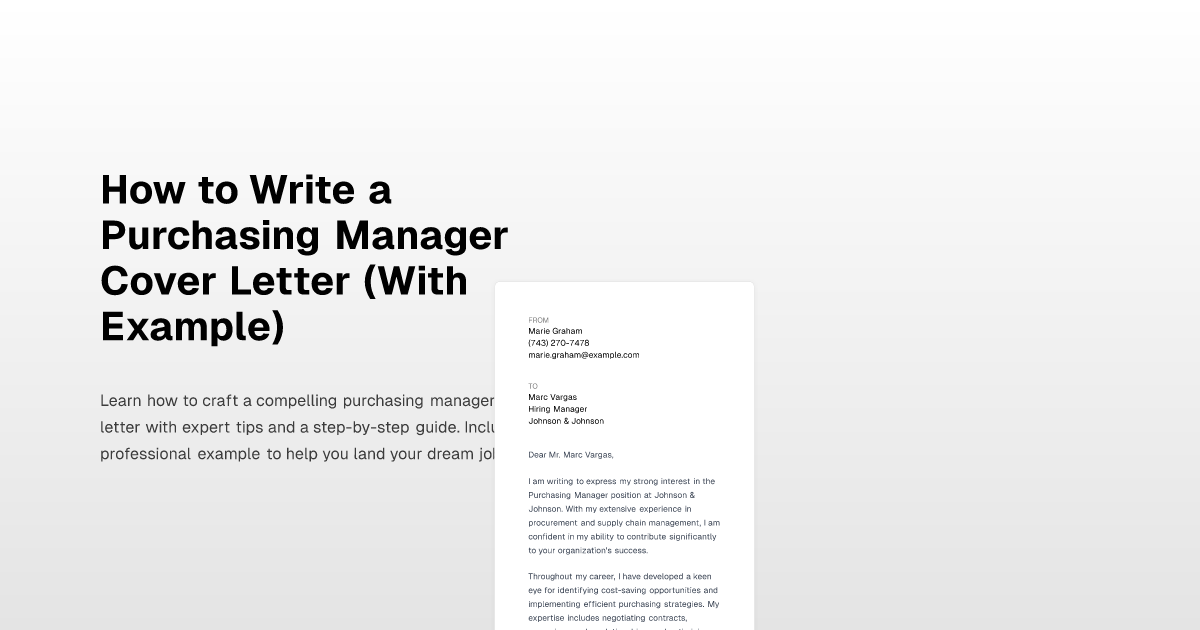 How to Write a Purchasing Manager Cover Letter (With Example)