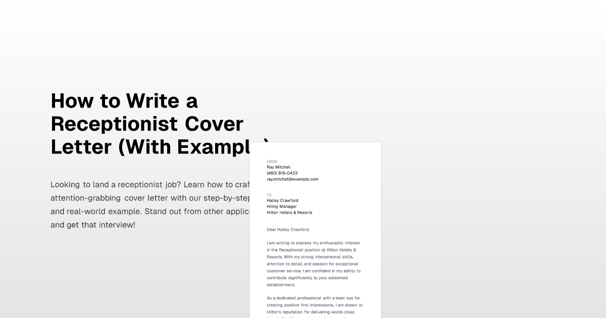 How to Write a Receptionist Cover Letter (With Example)