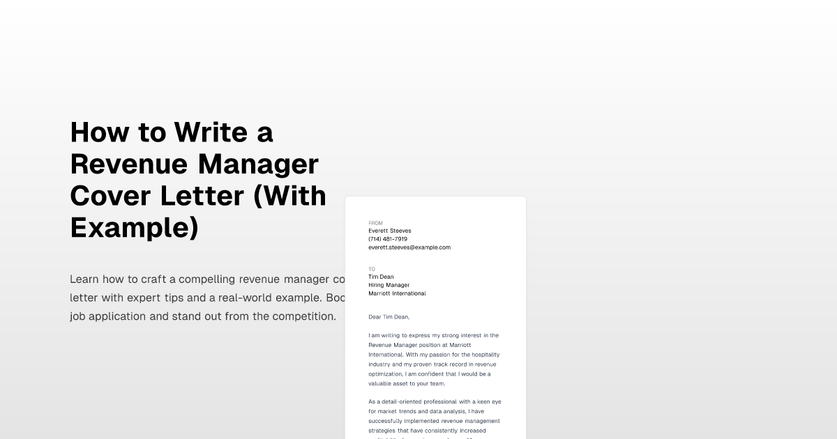 How to Write a Revenue Manager Cover Letter (With Example)