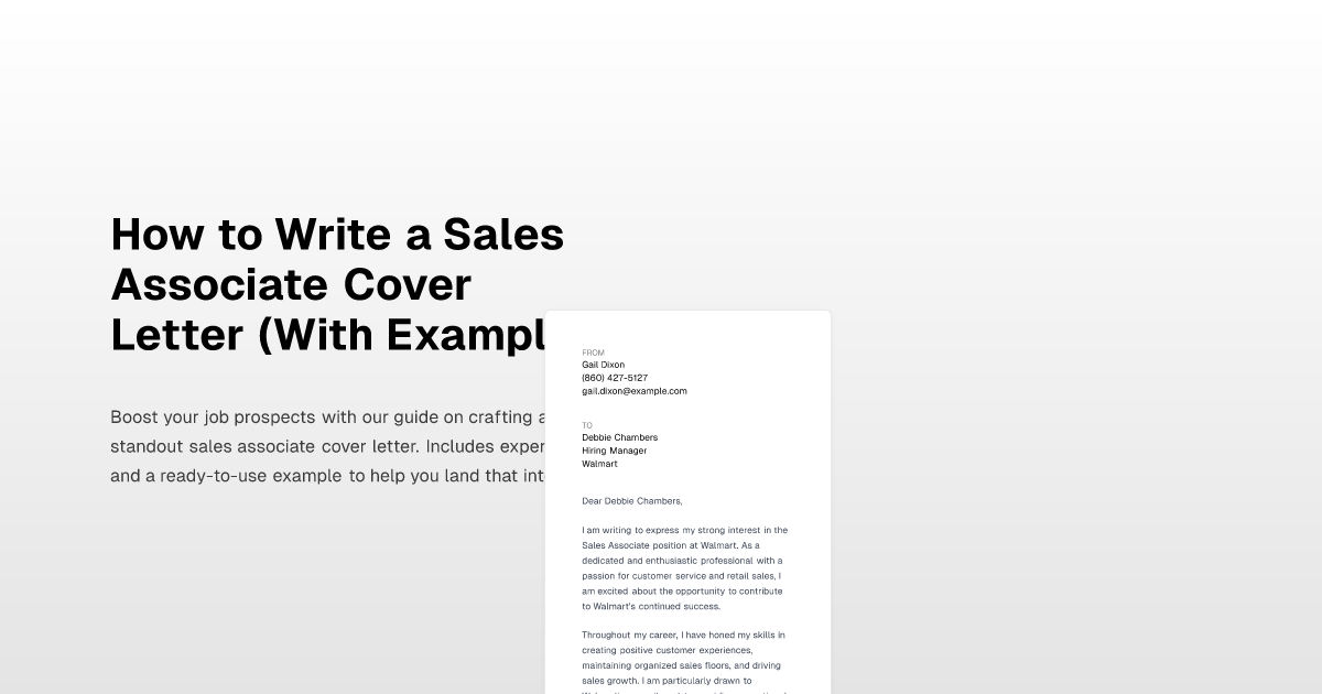 How to Write a Sales Associate Cover Letter (With Example)