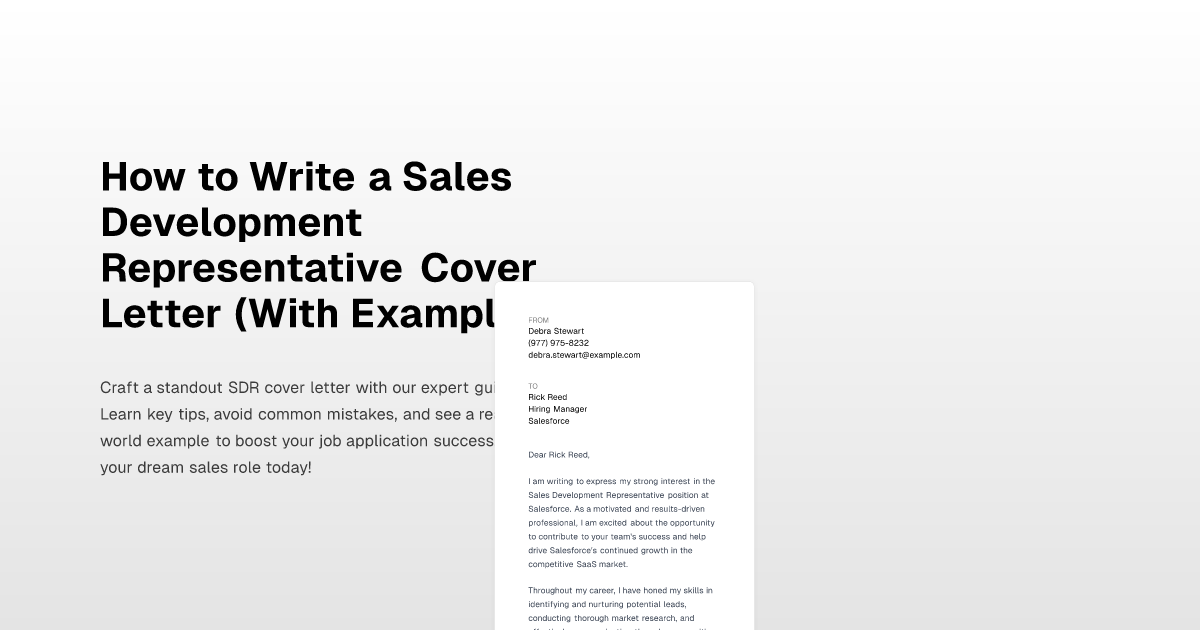 How to Write a Sales Development Representative Cover Letter (With Example)