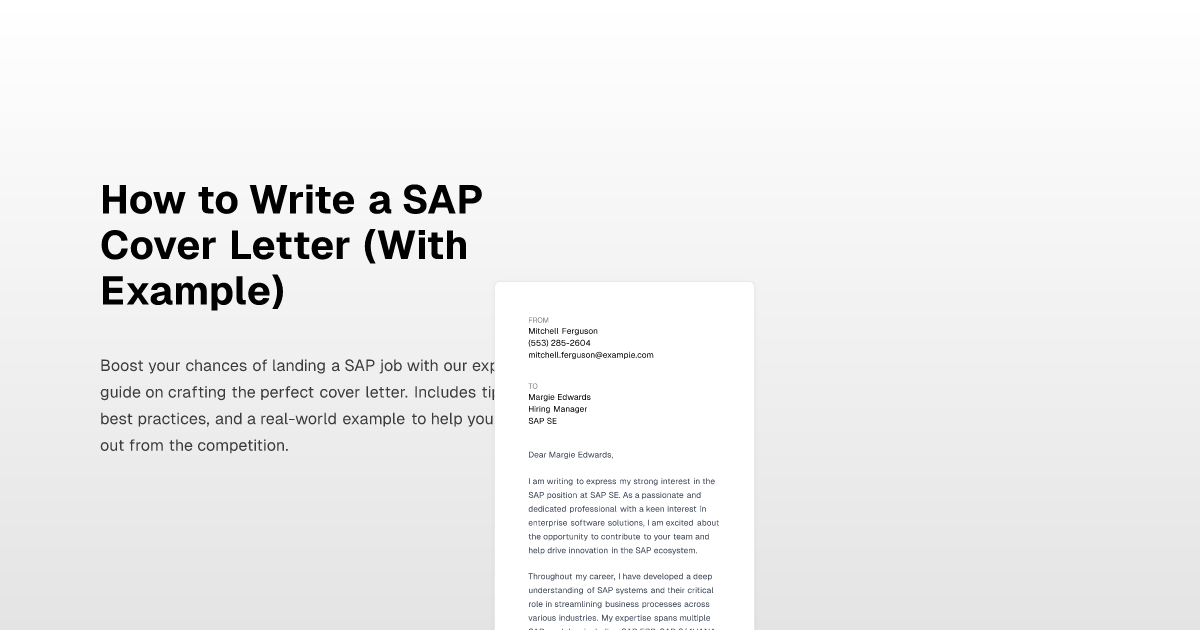 How to Write a SAP Cover Letter (With Example) How to Write a SAP Cover Letter (With Example)