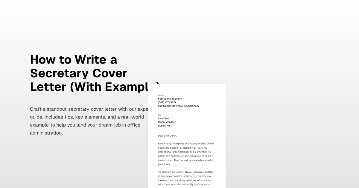 How to Write a Secretary Cover Letter (With Example)