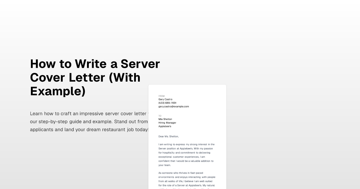 How to Write a Server Cover Letter (With Example)