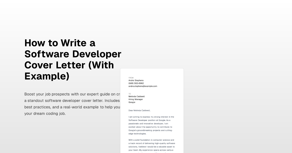 How to Write a Software Developer Cover Letter (With Example)