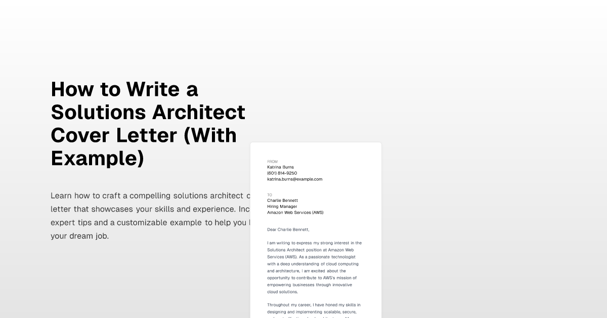 How to Write a Solutions Architect Cover Letter (With Example)