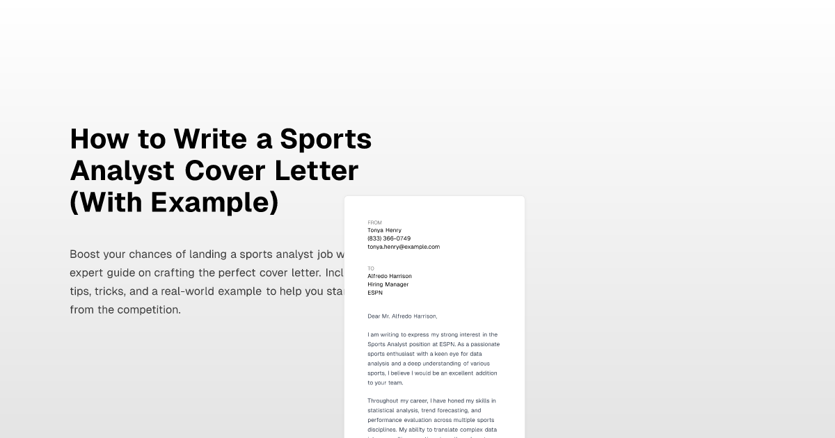 How to Write a Sports Analyst Cover Letter (With Example)