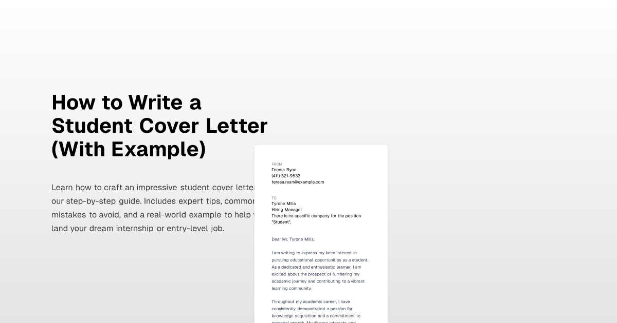 How to Write a Student Cover Letter (With Example)
