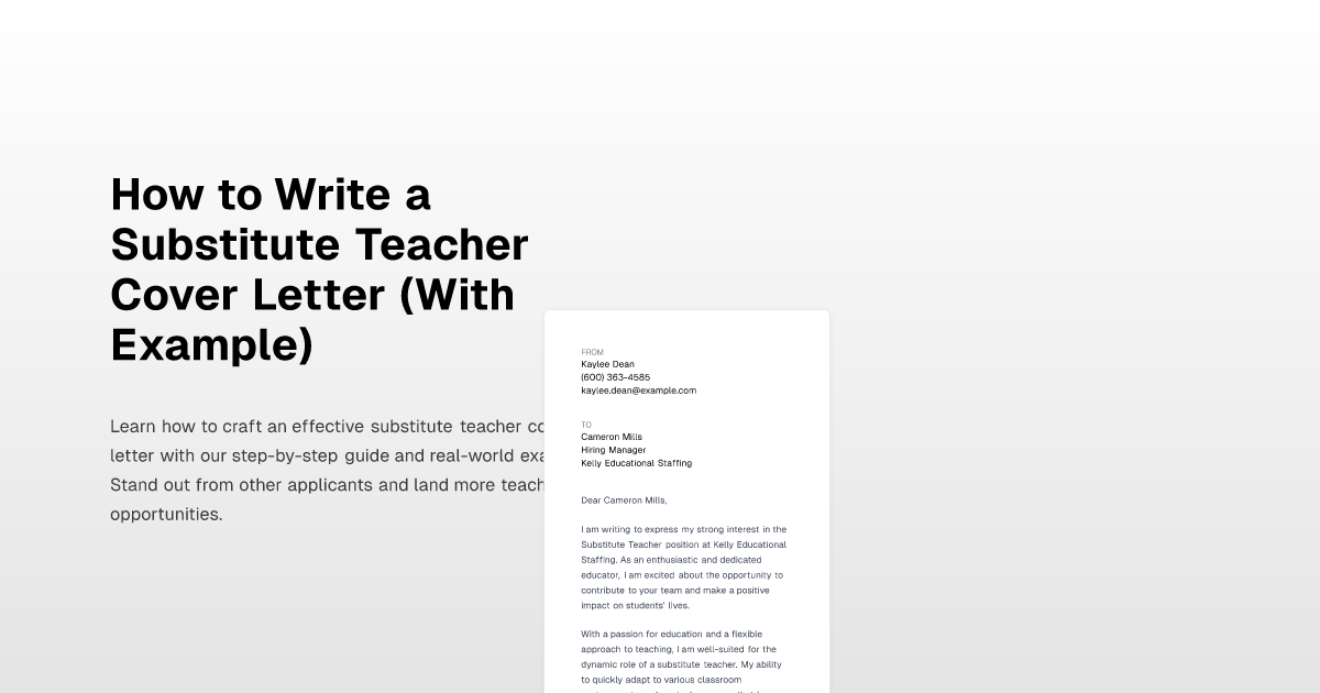 How to Write a Substitute Teacher Cover Letter (With Example)