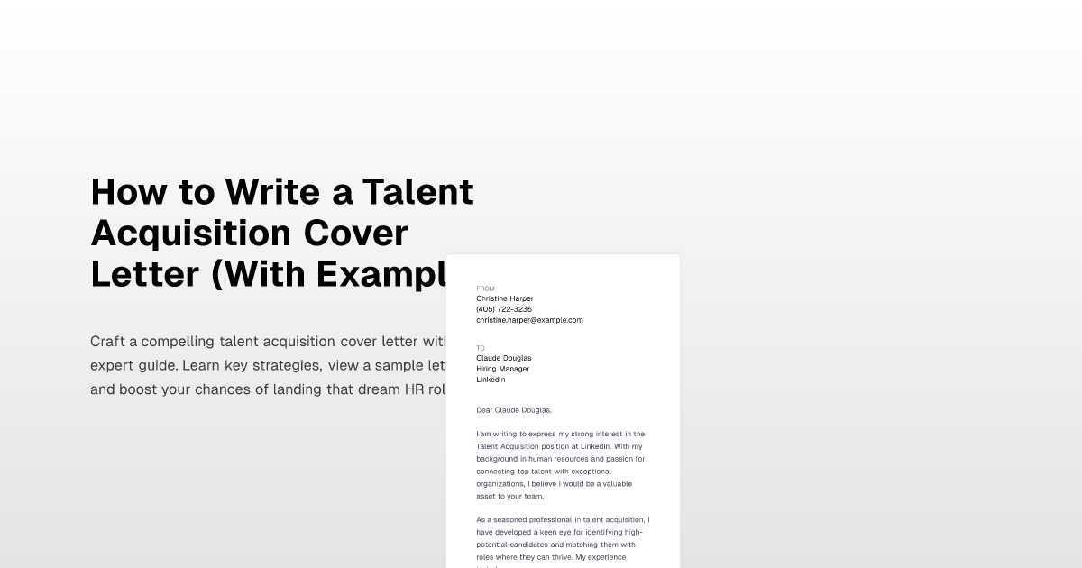 How to Write a Talent Acquisition Cover Letter (With Example)