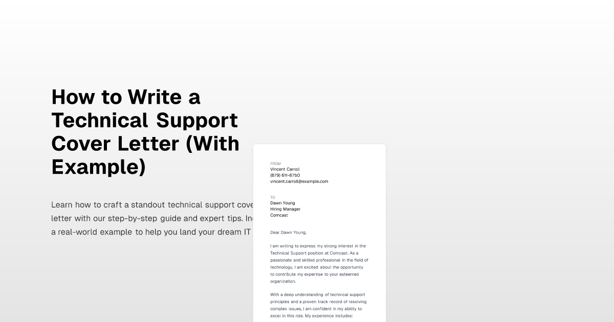 How to Write a Technical Support Cover Letter (With Example)