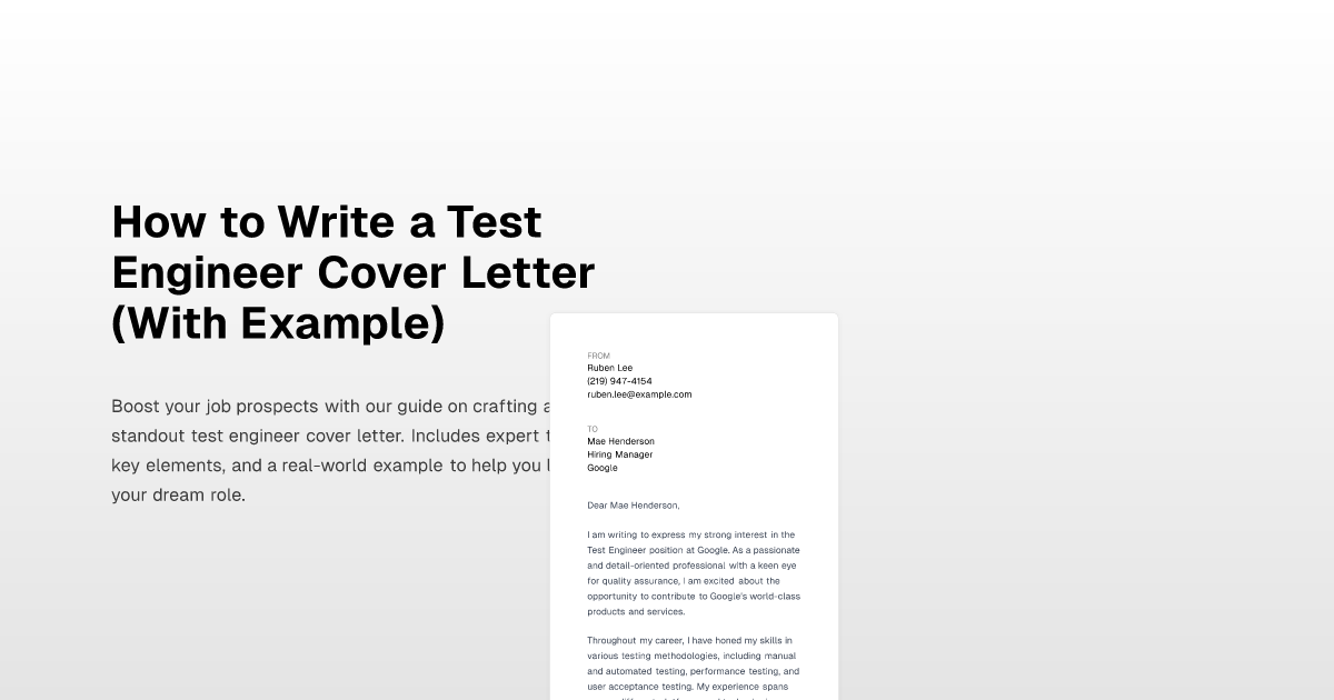 How to Write a Test Engineer Cover Letter (With Example)