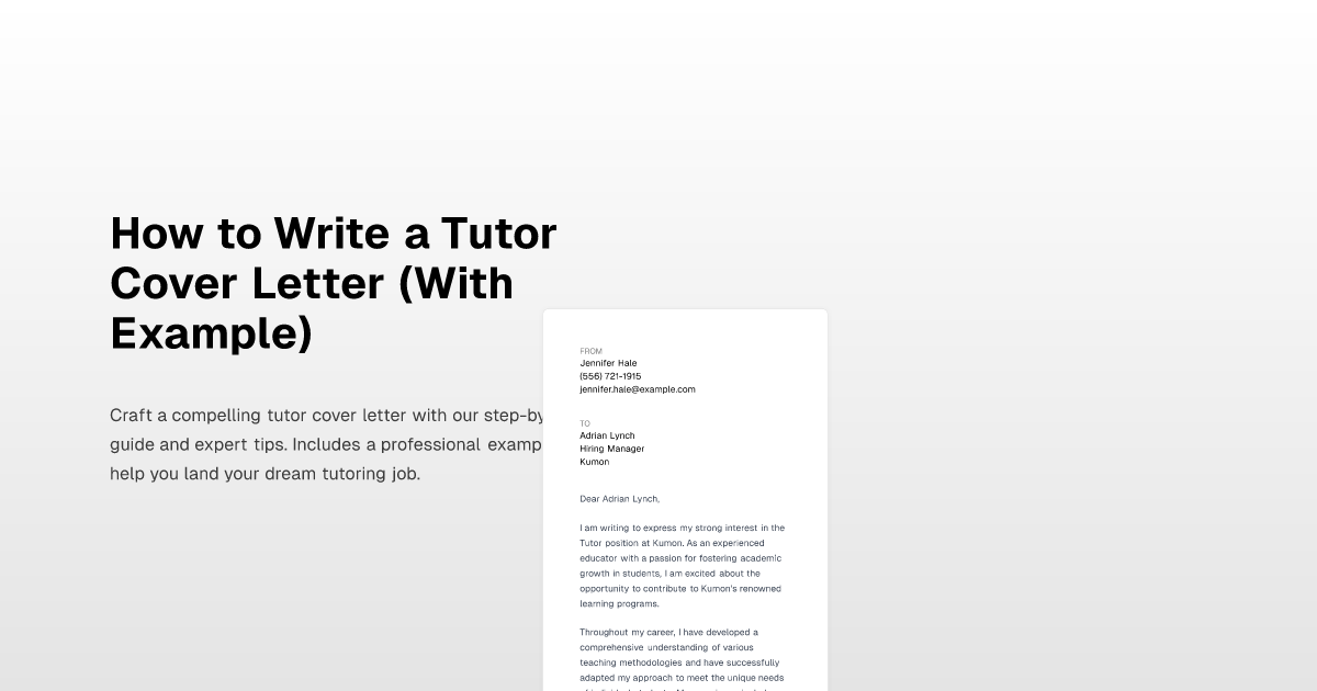How to Write a Tutor Cover Letter (With Example)