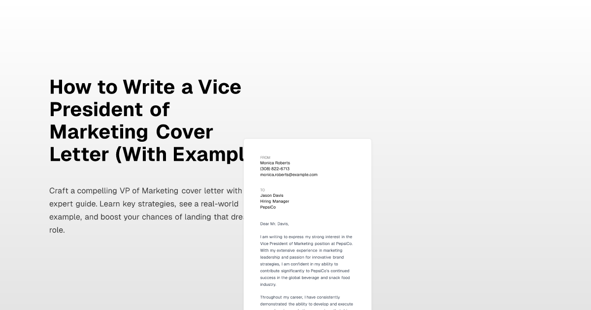 How to Write a Vice President of Marketing Cover Letter (With Example)