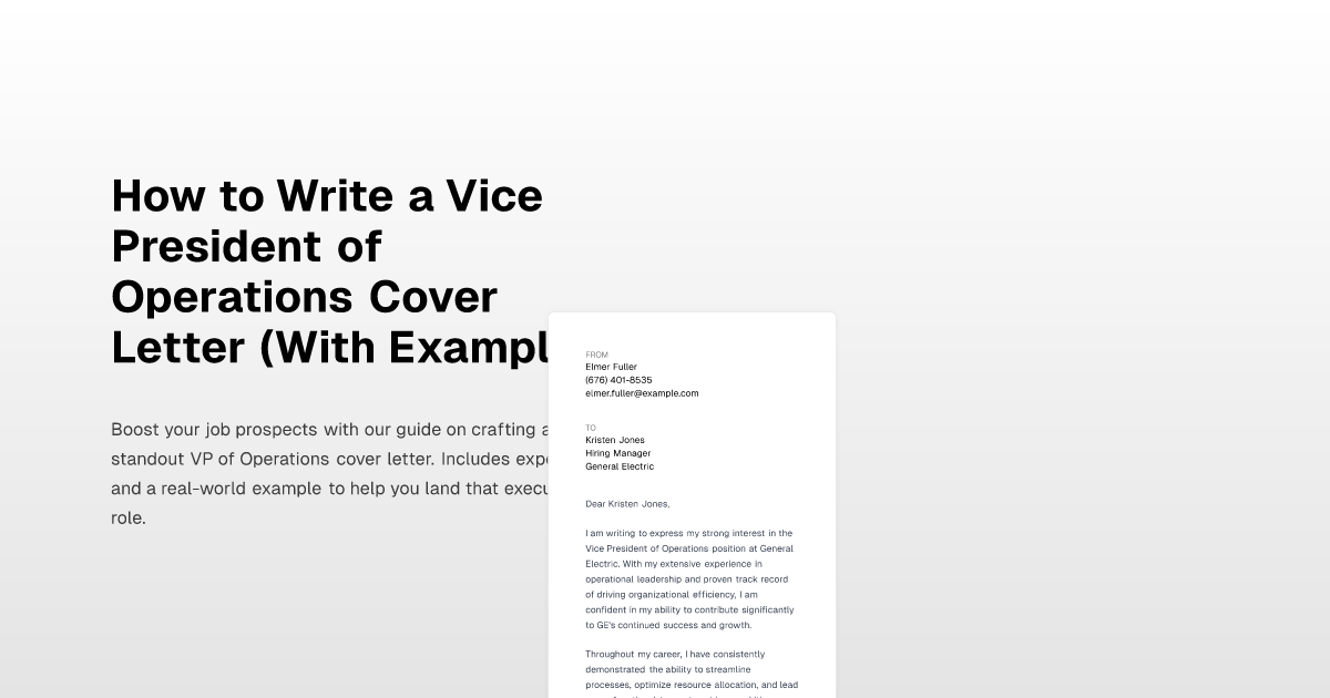 How to Write a Vice President of Operations Cover Letter (With Example)