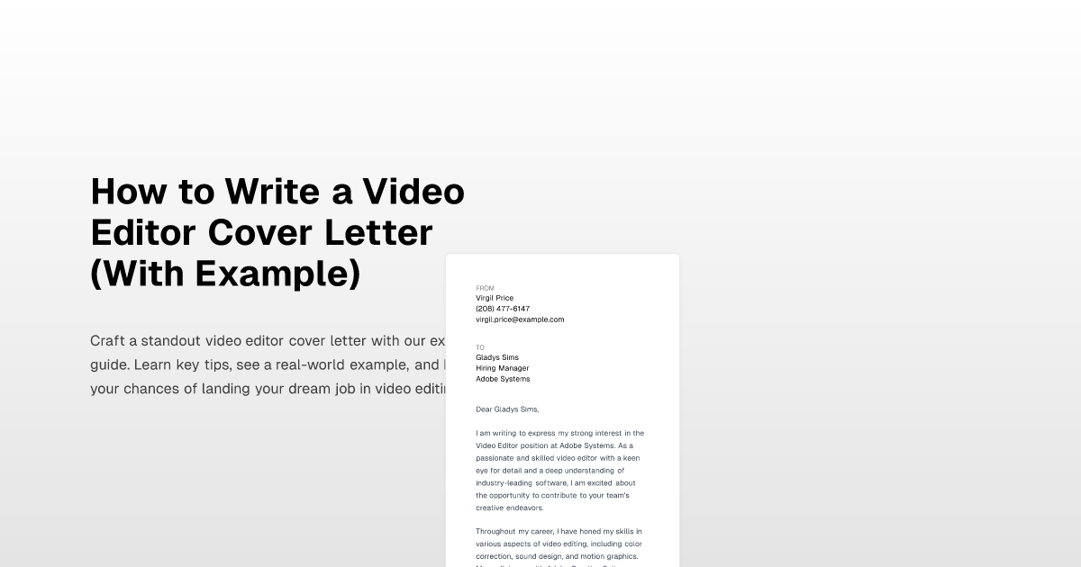 How to Write a Video Editor Cover Letter (With Example)