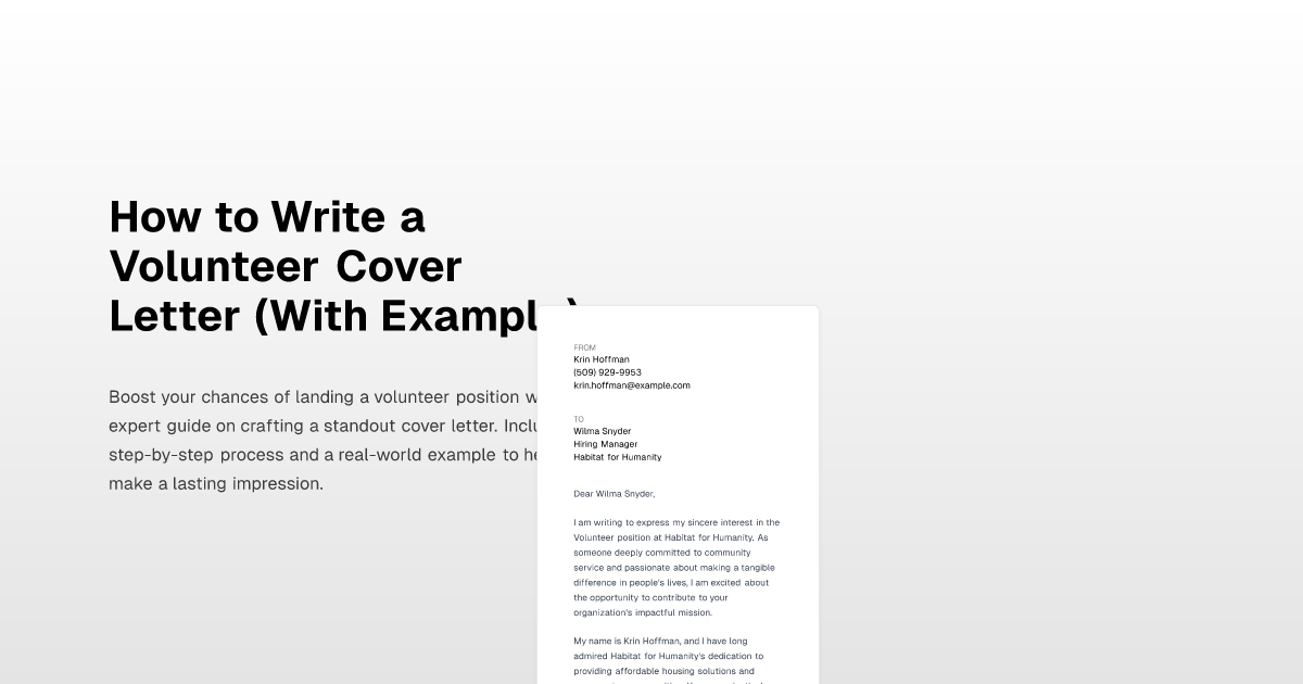 How to Write a Volunteer Cover Letter (With Example)