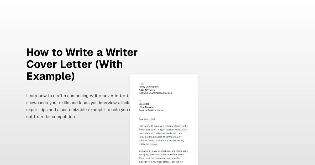 How to Write a Writer Cover Letter (With Example)