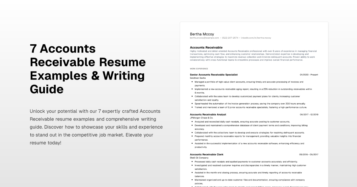 7 Accounts Receivable Resume Examples & Writing Guide