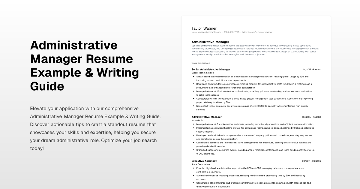 Administrative Manager Resume Example & Writing Guide