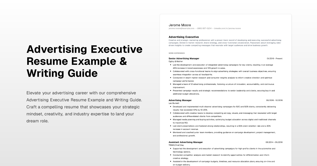 Advertising Executive Resume Example & Writing Guide