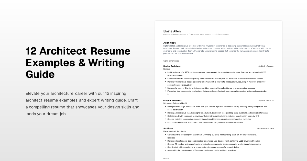 12 Architect Resume Examples & Writing Guide
